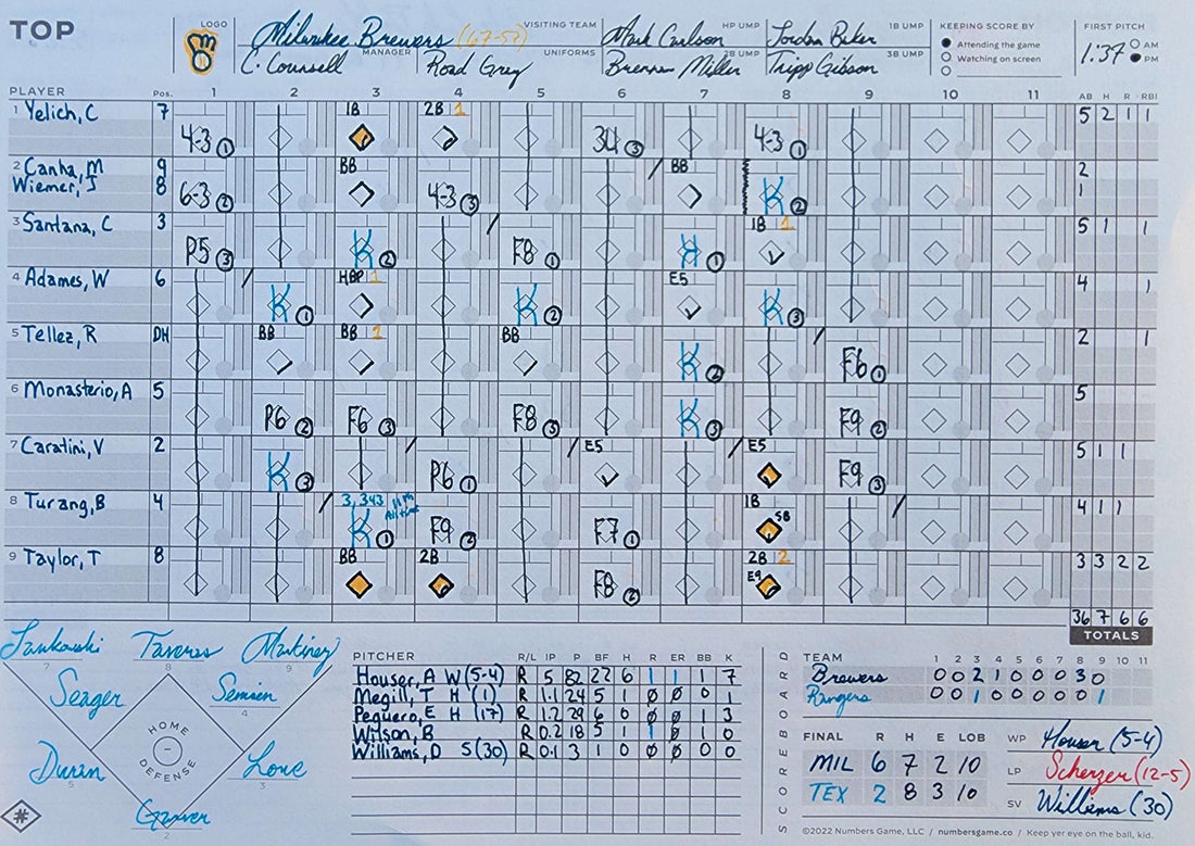 #22 Scorebook is the Original MLB Scorebook from Numbers Game