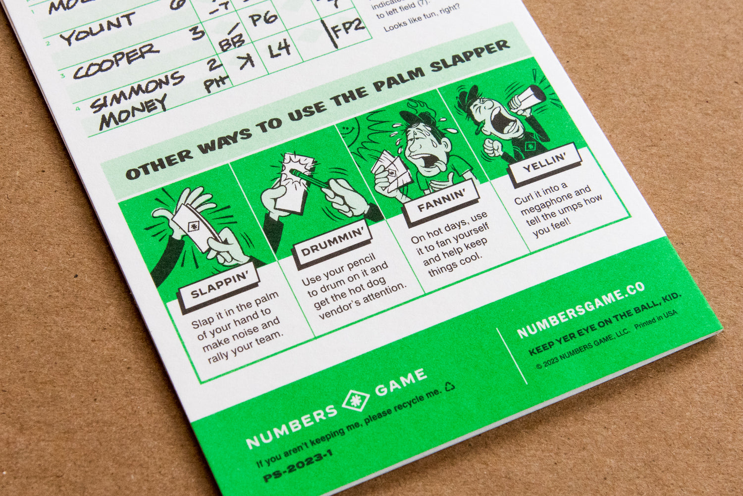 Palm Slapper is the Single-Game MLB Scorecard from Numbers Game