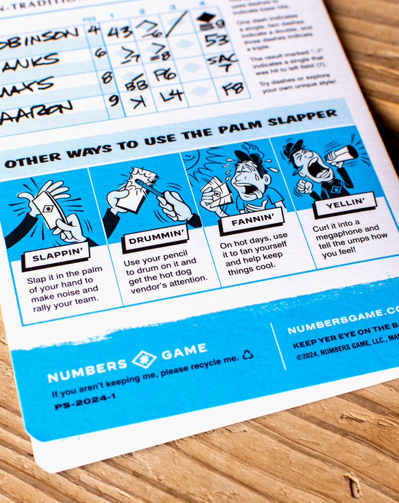 Palm Slapper is the Single-Game MLB Scorecard from Numbers Game
